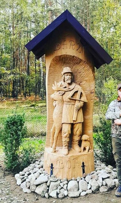 Kapliczka ,rzeźba św. Hubert drewno Łuków • OLX.pl