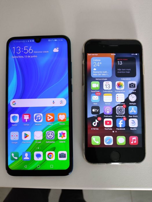 Phone 7 e Huawei P Smart 2020 Canidelo • OLX.pt