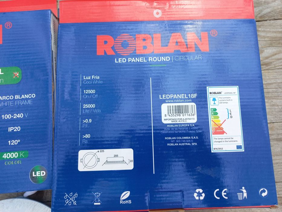Painel Led ROBLAN LED Downlight 18W 100-240V 1300Lm 4100K 225 x 22 Miragaia E Marteleira • OLX.pt