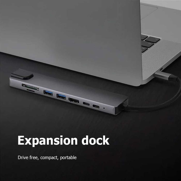 Hub Хаб 8в1 для Macbook, Ноутбук HDMI USB 3.0 TypeC Ethernet RJ45 HUB ...