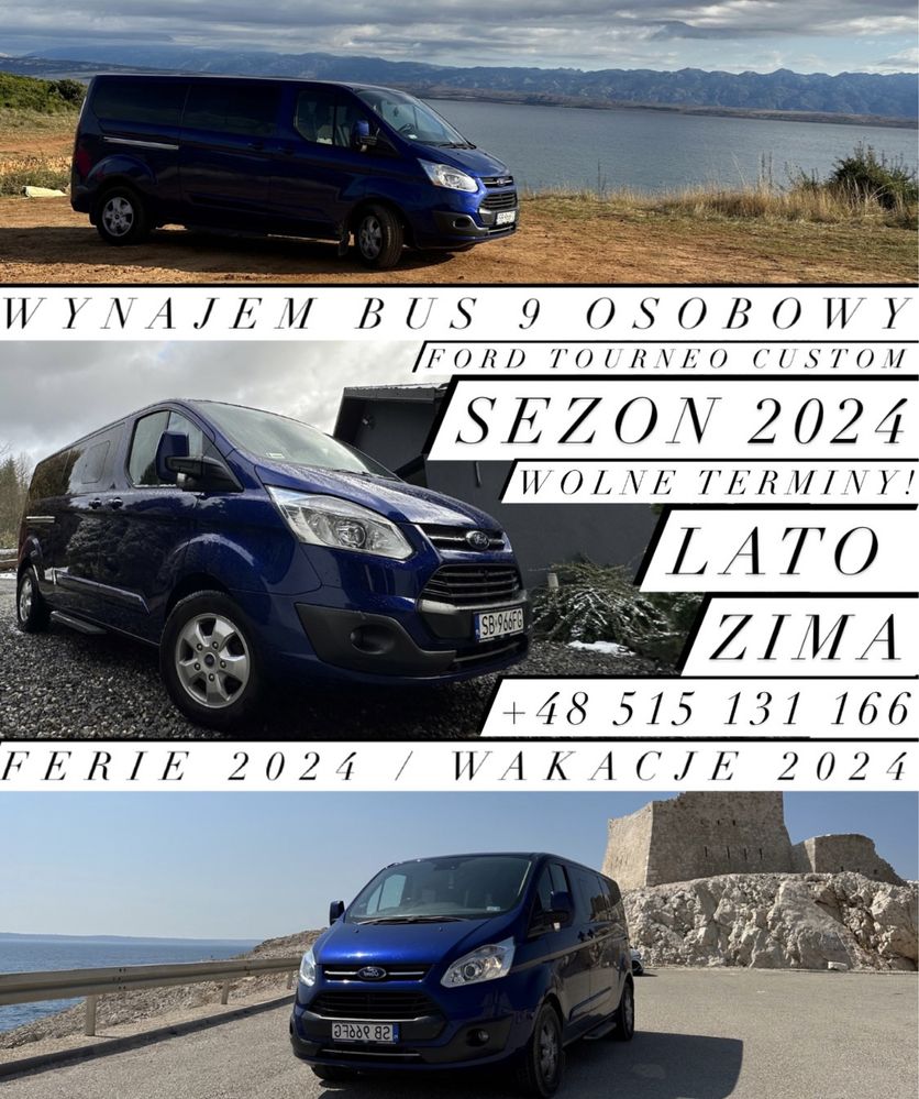 Wynajem bus 9 osobowy Ford Tourneo Custom Wolne terminy ferie wakacje ... Wynajem bus 9 osobowy Ford Tourneo Custom Wolne terminy ferie wakacje ...