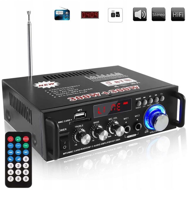 Amplituner wzmacniacz stereo Bluetooth 5.0 radio + pilot Białystok Skorupy • OLX.pl