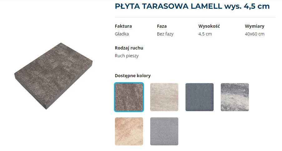 Płyta tarasowa Polbruk LAMELL 4,5cm płyta betonowa, kostka brukowa Żnin • OLX.pl