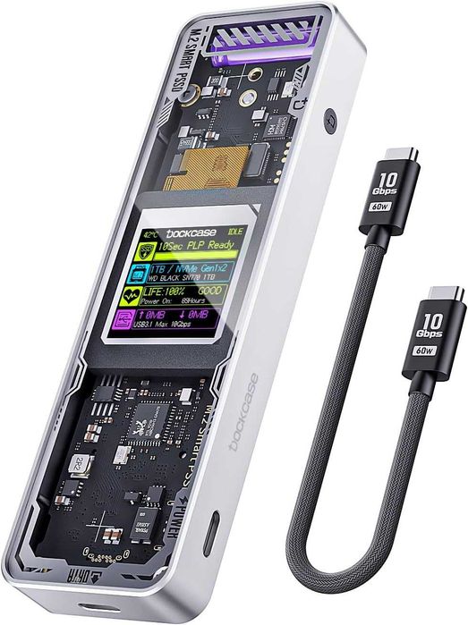 Obudowa Adapter Dysk Ssd M2 Nvme 2w1 Usb-c 3.2 10gbs Ochrona LCD ...