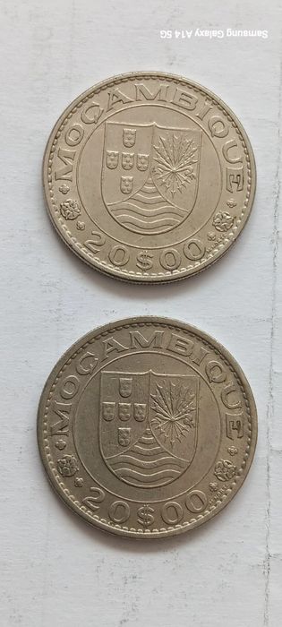 2 moedas de 20 escudos de Moçambique Oeiras E São Julião Da Barra, Paço ...