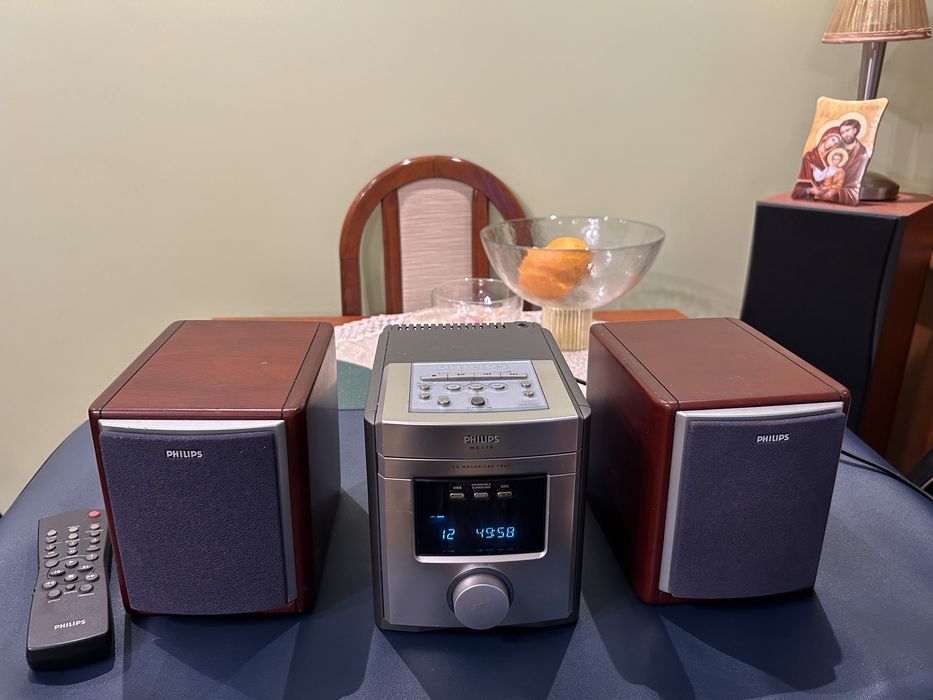 Wieża Stereo PHILIPS MC175 CD Radio FM RDS Głośniki Dźwięk Pilot AUX ...