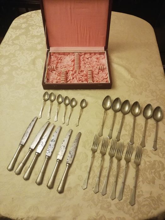 Komplet zestaw starych sztućców sztućce Gerlach/ALPACCA, Wellner ...