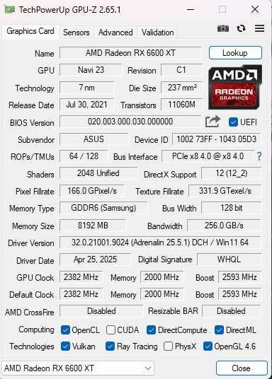 Відеокарта Asus Radeon RX 6600 XT Dual OC 8192MB (Factory Recertified ...