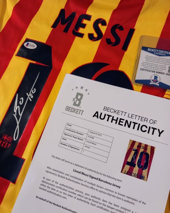 Lionel Messi, autografo beckett Barcelona 13/14 Custóias, Leça Do Balio ...