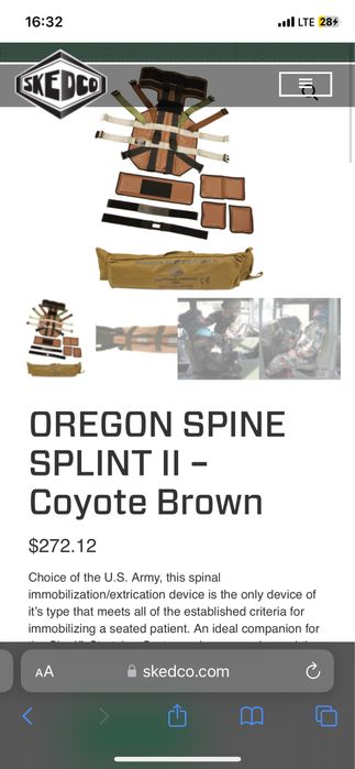 Спінальна шина Шина Skedco Rescue Systems Oregon Spine Splint II: 4 990 ...