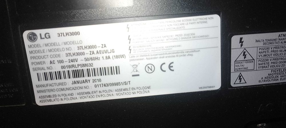 Telewizor TV LG 37" 1920x1080 FULL HD HDMI LCD 37LH3000 Wrocław ...