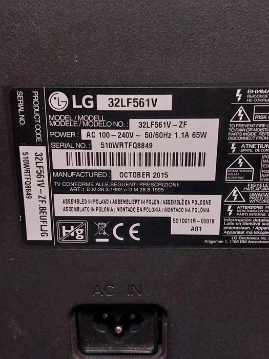 Tv LED 32" LG 32LF561V Full HD DVB-T2 Warszawa Targówek • OLX.pl