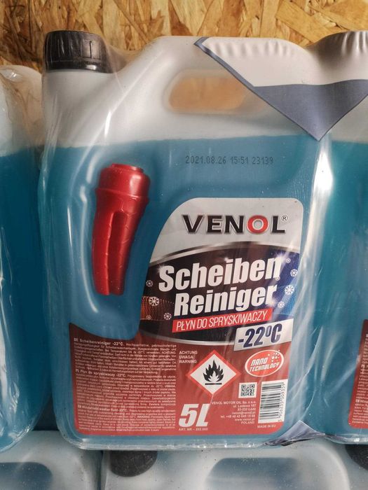 ZIMOWY PŁYN DO SPRYSKIWACZY Niemieckiej marki VENOL 5L -22°C z lejkiem ...