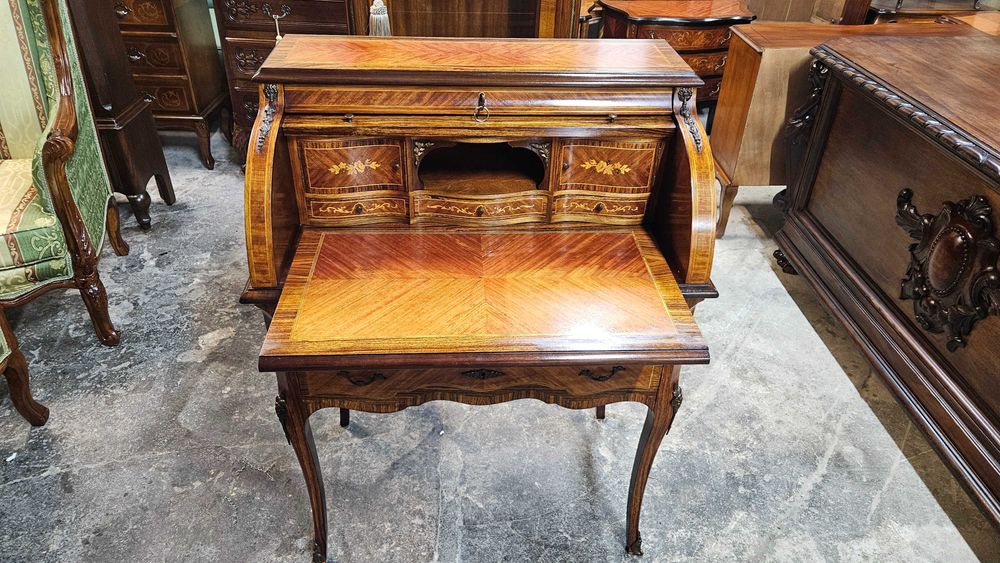 Stara Piękna Burko- Sekretarzyk ludwik Intarsja ,Bajka Robi wrażenie ...