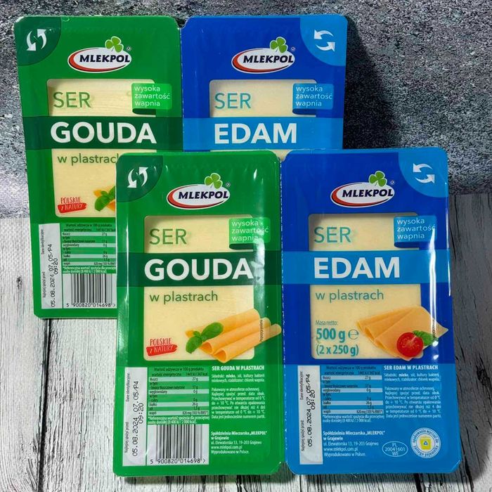 Сир порізаний Mlekpol Gouda Edam (більше у описі): 190 грн. - Продукти ...