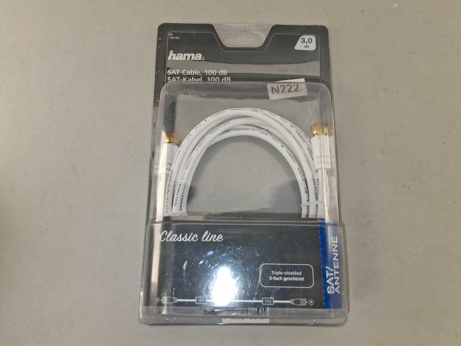 N222 Hama SAT Kabel 100 dB Kabel Antenowy 3M Classic Line Nowy Sieradz ...