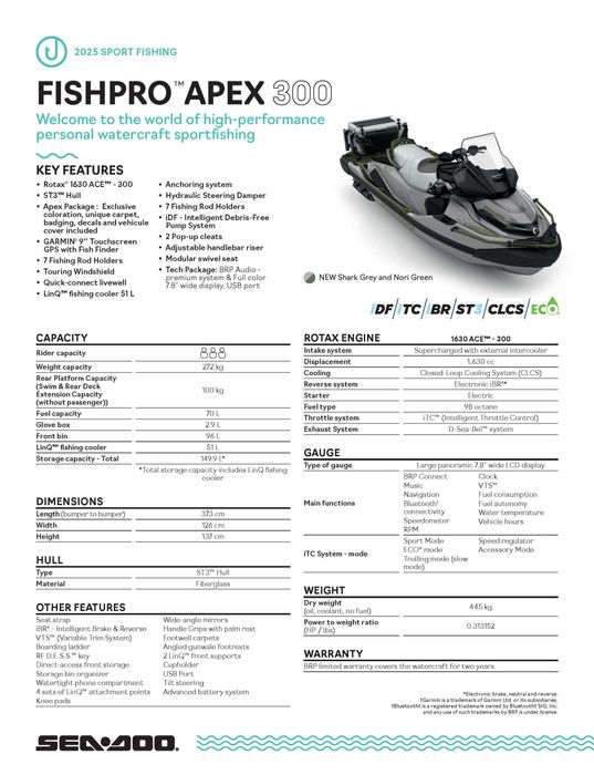 Skuter wodny Sea Doo GTX FishPro Apex 300 iDF Audio Model 2025 Dąbrowa ...