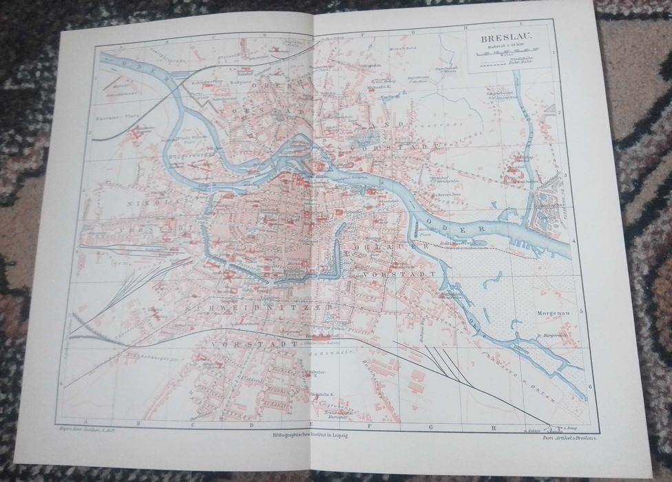 Wrocław stary , oryginalny plan z XIX w. Wrocław Krzyki • OLX.pl
