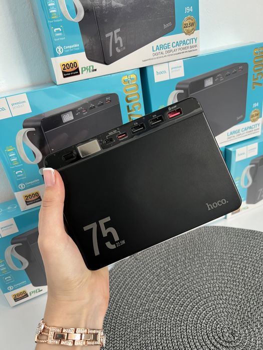 Power bank Hoco 75 000 mah/Портативний акумулятор J94 Overlord 22.5w: 2 ...
