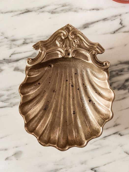 Duża muszla ciężka 100% mosiądz mosiężna vintage patera misa Warszawa ...