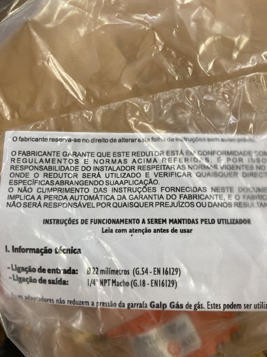 Adaptador horizontal gás Galp Type 511 Propano Butano GPL - Novo Torres ...