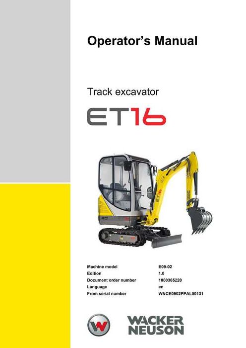Instrukcja obsługi minikoparka gąsienicowa Wacker Neuson ET16 Miastko ...
