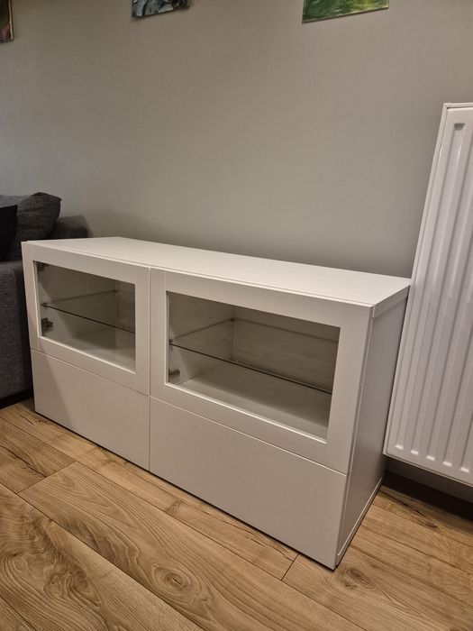 Szafka RTV komoda Ikea Besta Sindvik szklane półki szuflady Poznań ...