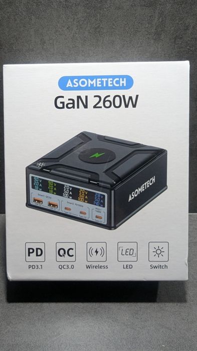Ładowarka ASOMETECH 260W USB A C sieciowa indukcyjna wyświetlacz Świecie • OLX.pl