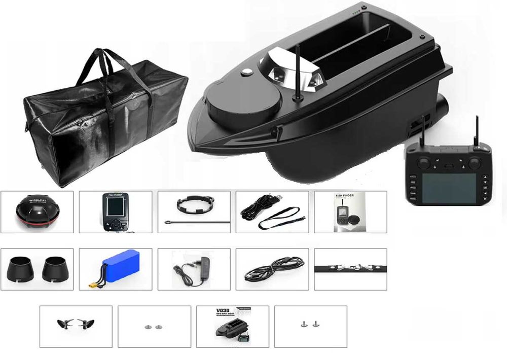 Łódka Zanętowa FLYTEC V030 GPS Auto Powrót 1X 20000MAH ECHOSONDA Ostrów ...