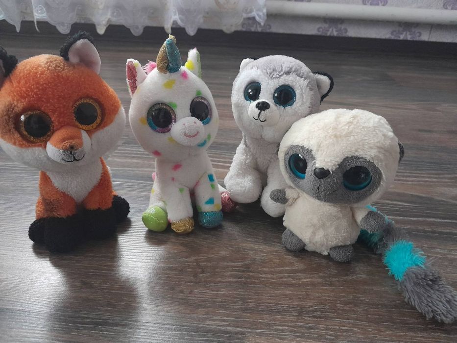 Глазастики TY 16 см, єдиноріг, лисичка, Хаскі, лемур: 100 грн. - М'які ...