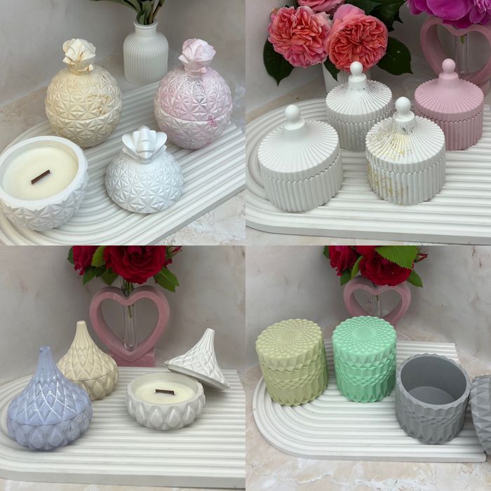 Кашпо з гіпсу з кришкою Стакан з кришкою форма для заливки свічок ОПТ 30 грн Витвори