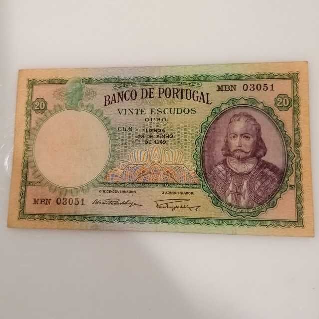 Nota de vinte escudos, 28 de Junho de 1949 Porto • OLX.pt