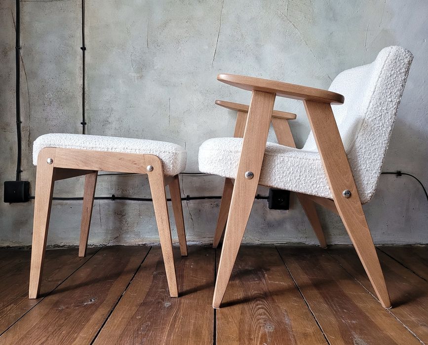 Fotel Chierowski 366 z podnóżkiem PRL Design Poznań Jeżyce • OLX.pl