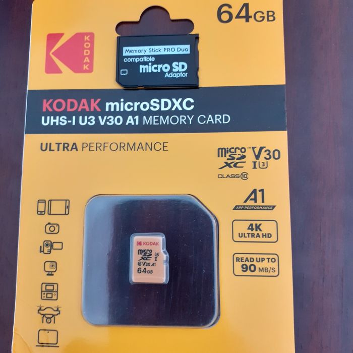 Micro SD 64GB kodak + Adaptador memory stick pro duo Lagoa E Carvoeiro • OLX.pt