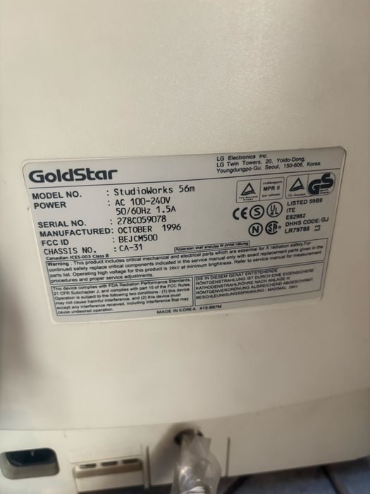 Monitor CRT GoldStar StudioWorks 56m (retro, kolekcjonerski) Dzierżoniów • OLX.pl