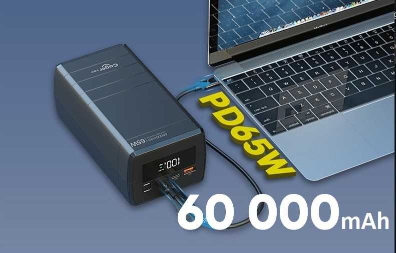 Павербанк 60000 mAh Cager 65w powerbank потужна зарядка велика батарея ...