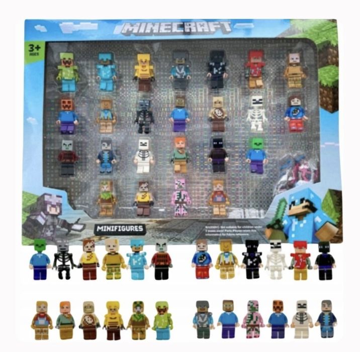 2x FIGURKI MINECRAFT My World Klocki 12 szt + 24 szt Kompatybiln Bibice ...
