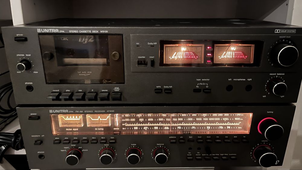 Unitra amplituner piękny zestaw AT9100 M9109 vintage PRL Warszawa ...