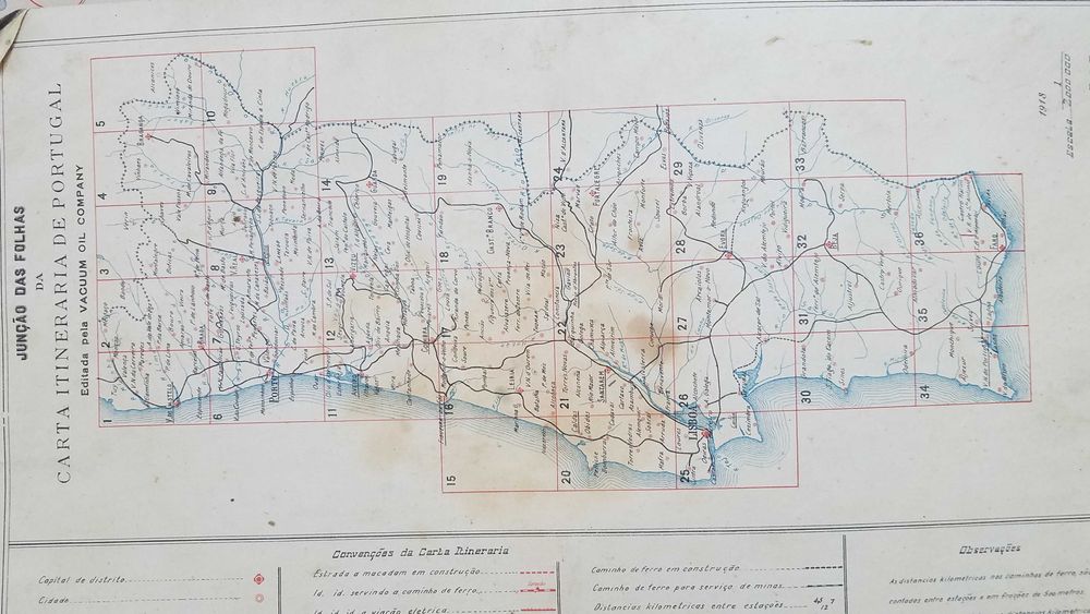 Mapa de Portugal de 1918 Bombarral • OLX.pt