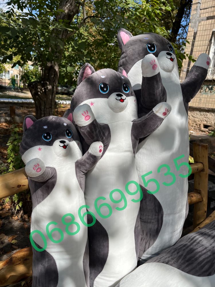Чорний кіт батон 70,90,110,130 см ,чёрный кот батон,обнимашка,хаски ...