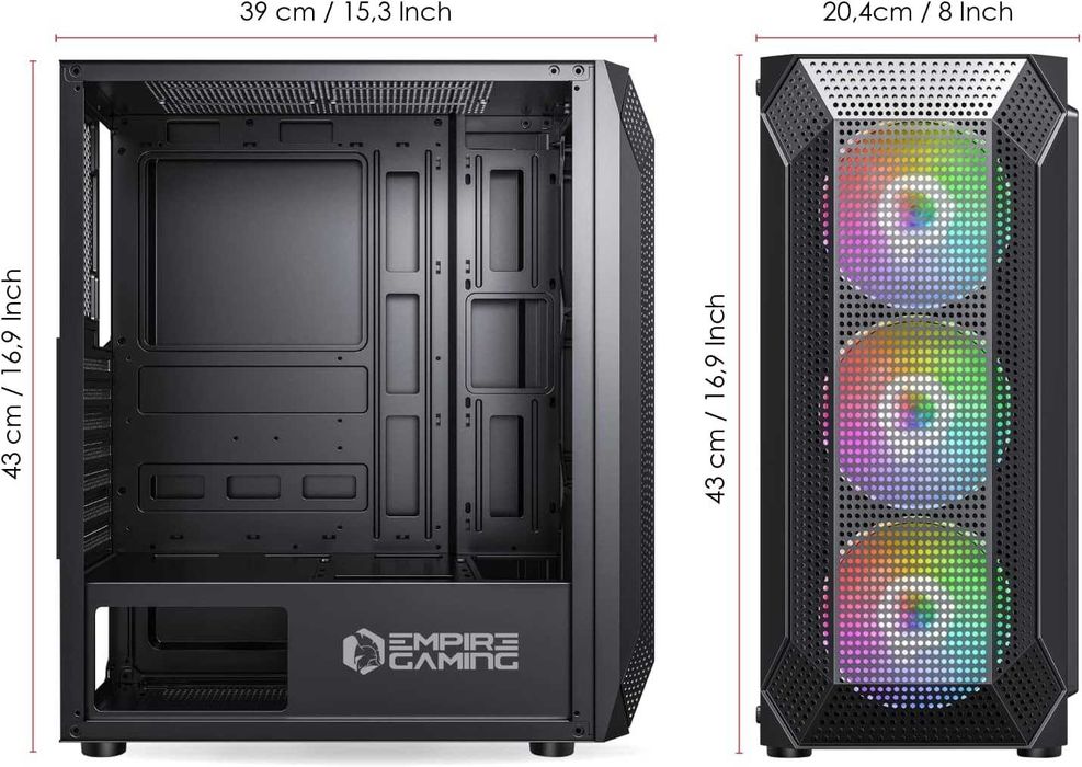 Корпус пк EMPIRE GAMING Ruby Gamer - ARGB Medium Tower ATX, mATX,ITX: 2 ...