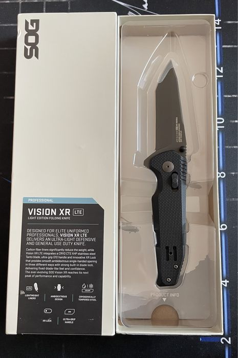 Нож Sog Vision XR LTE Carbon CTS XHP 3,4" Tanto 12-57-07-57, Оригинал ...