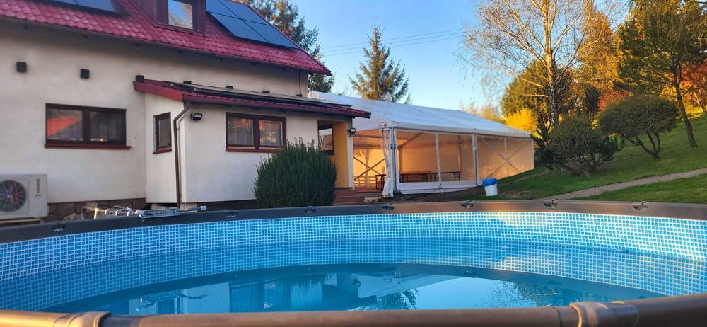 Całoroczny dom,beczka,sauna,basen w pieknej okolicy. Jeziorany • OLX.pl