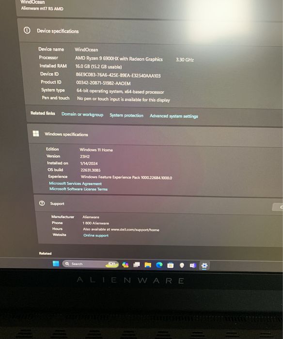 Ноутбук Dell Alienware M17 R5 6900HX 3070 Ti 16GB RAM 1TB SSD 360Hz: 48 ...