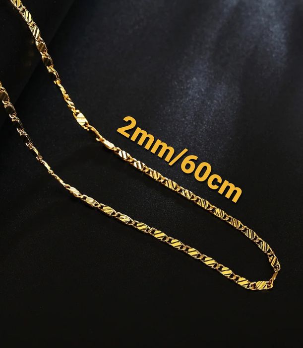 Łańcuszek unisex stal nierdzewna 316L pozłacany złoto 2mm 60cm Tuszyn • OLX.pl