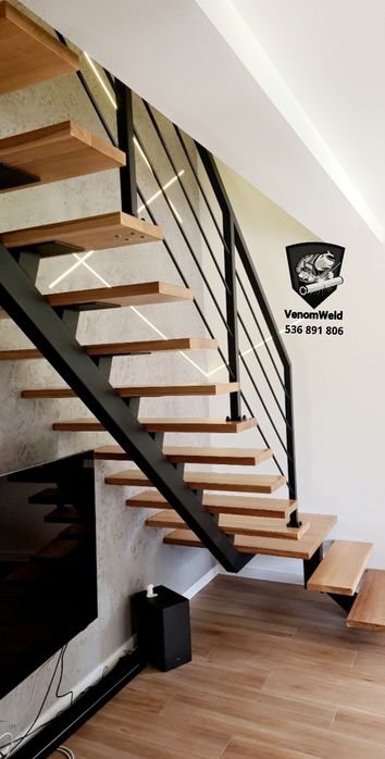 Schody stalowe, metalowe, nowoczesne, na belce,loft, samonośne półkowe ...