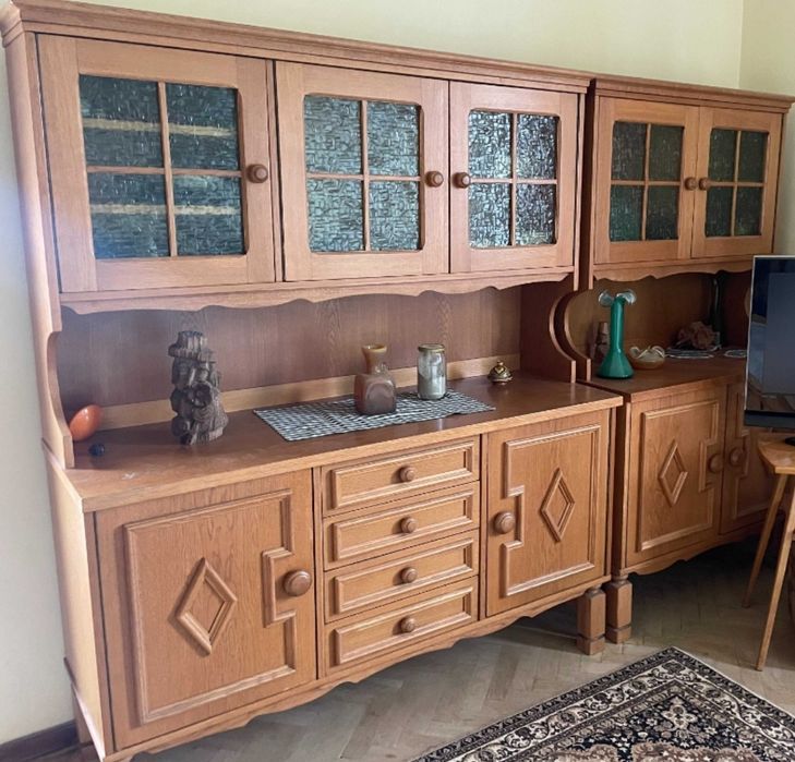 Kredensy retro drewo Mieszko, vintage Meble dębowe. Stan bardzo dobry ...