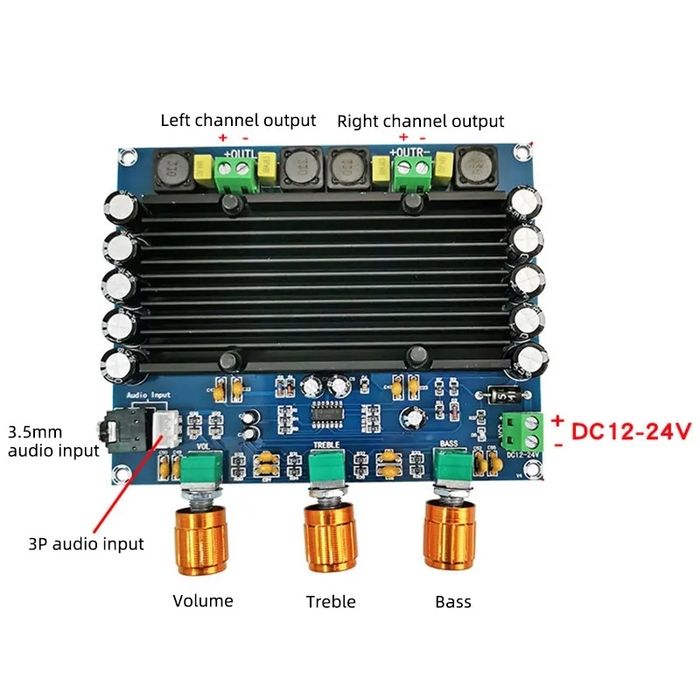 Усилитель мощности XH-M549. Стерео усилитель 2*150 W. TPA3116D2. AUX ...
