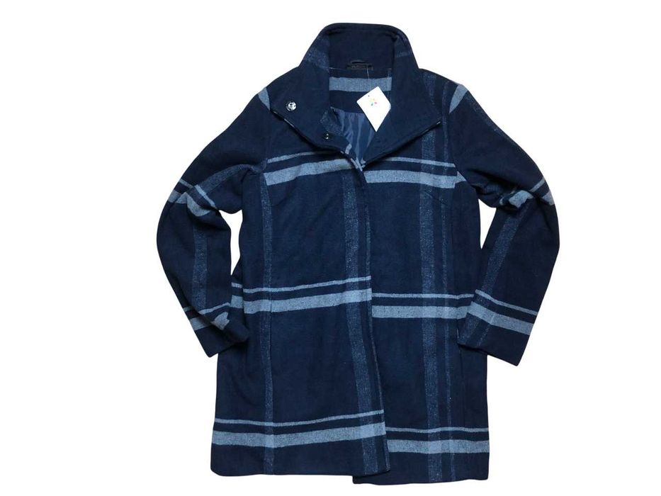 2696 NOWY Jesienny Damski Płaszcz Granatowy Z Dodatkiem Wełny Będzin ...