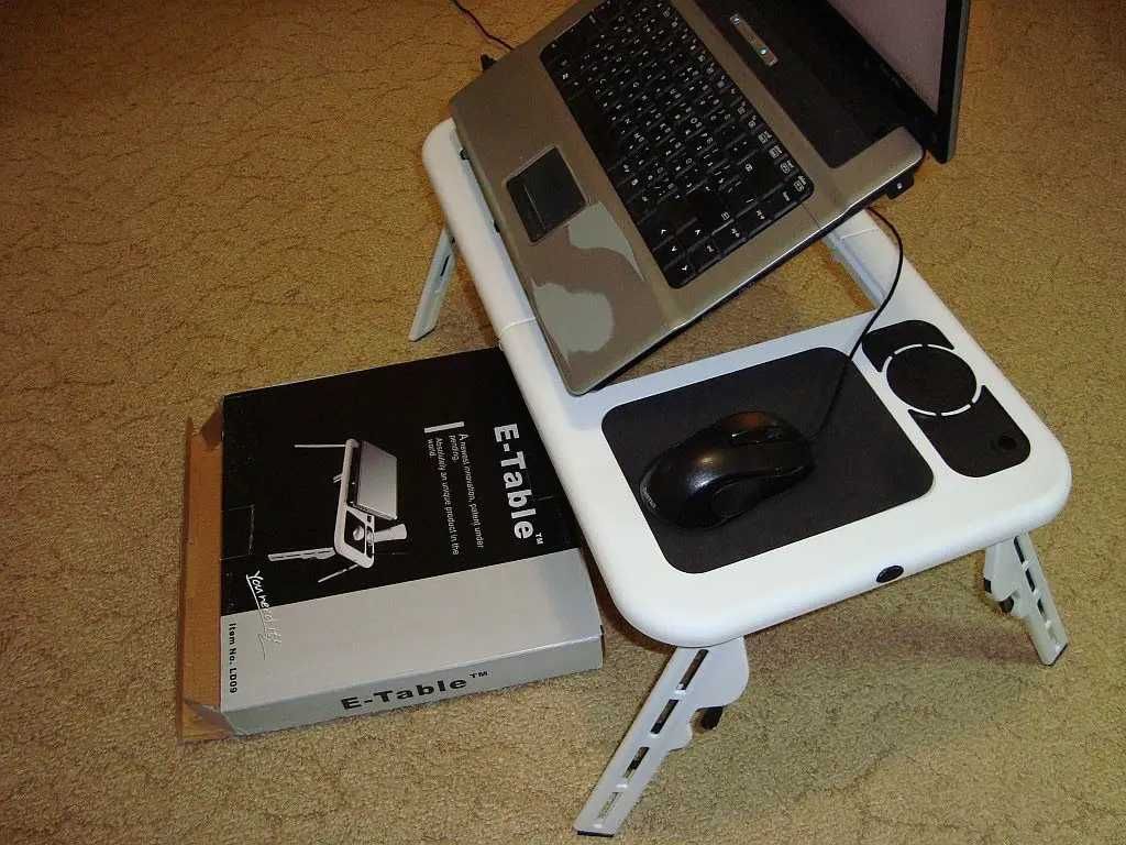 Складной столик-подставка для ноутбука с кулером E-Table, столик: 495 ...